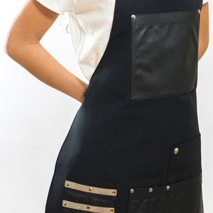 Canvas Workshop Apron for Women and Men With Vegan Leather Pockets and ...
