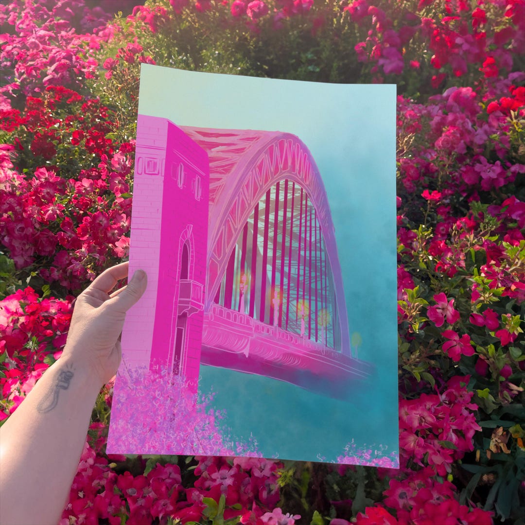 Newcastle Tyne Bridge Art Print / Fun Colourful Vibrant / Wall Art ...