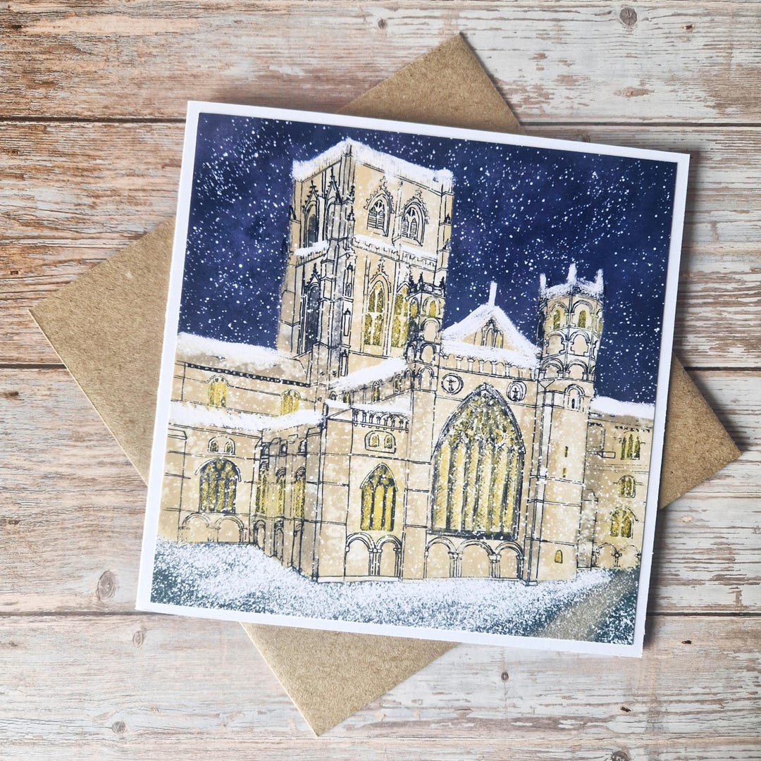Christmas Card of Snowy Durham Cathedral - North East Greetings Card ...