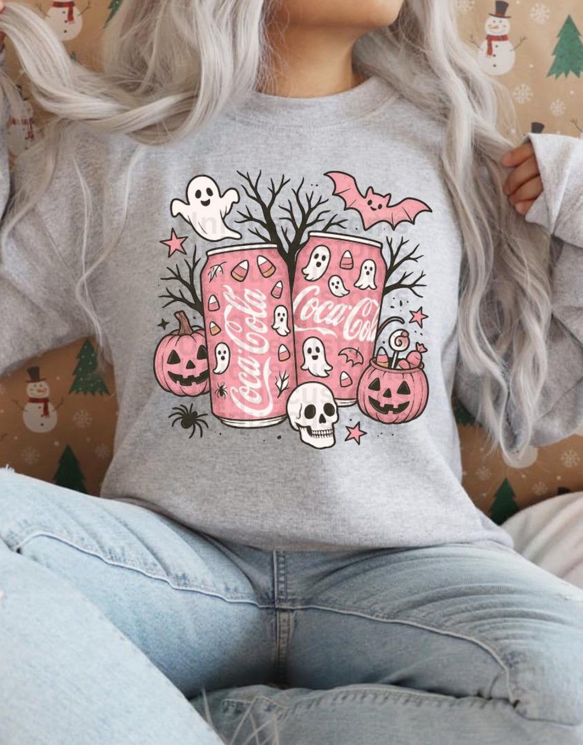 Retro Halloween Pink Coca Cola Ghost Can Design (PNG JPG Digital ...