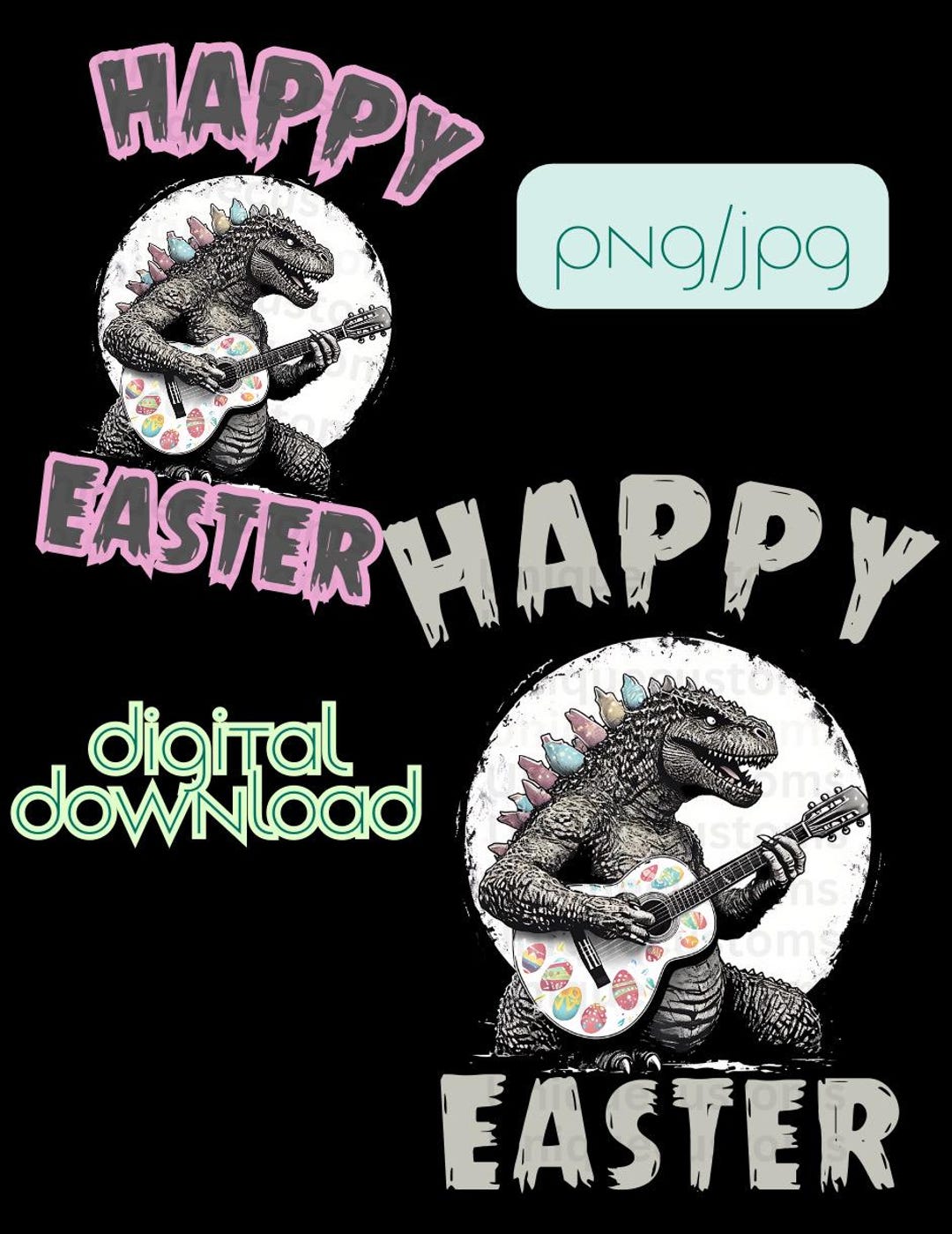Godzilla Easter Bunde Png/jpg - Etsy