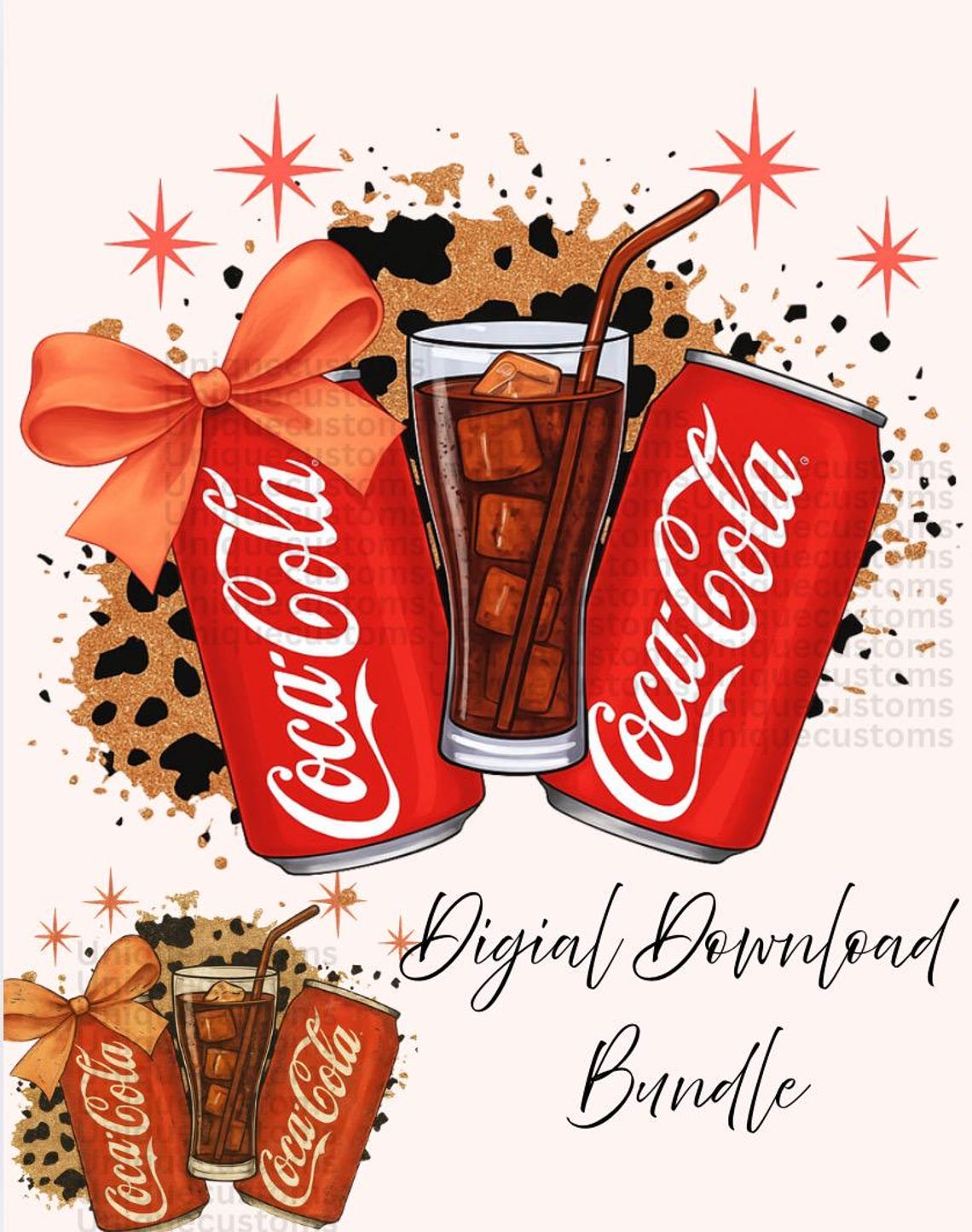 Distressed Coca-cola Design Bundle/ PNG/JPG Retro Coke Can and Glass ...