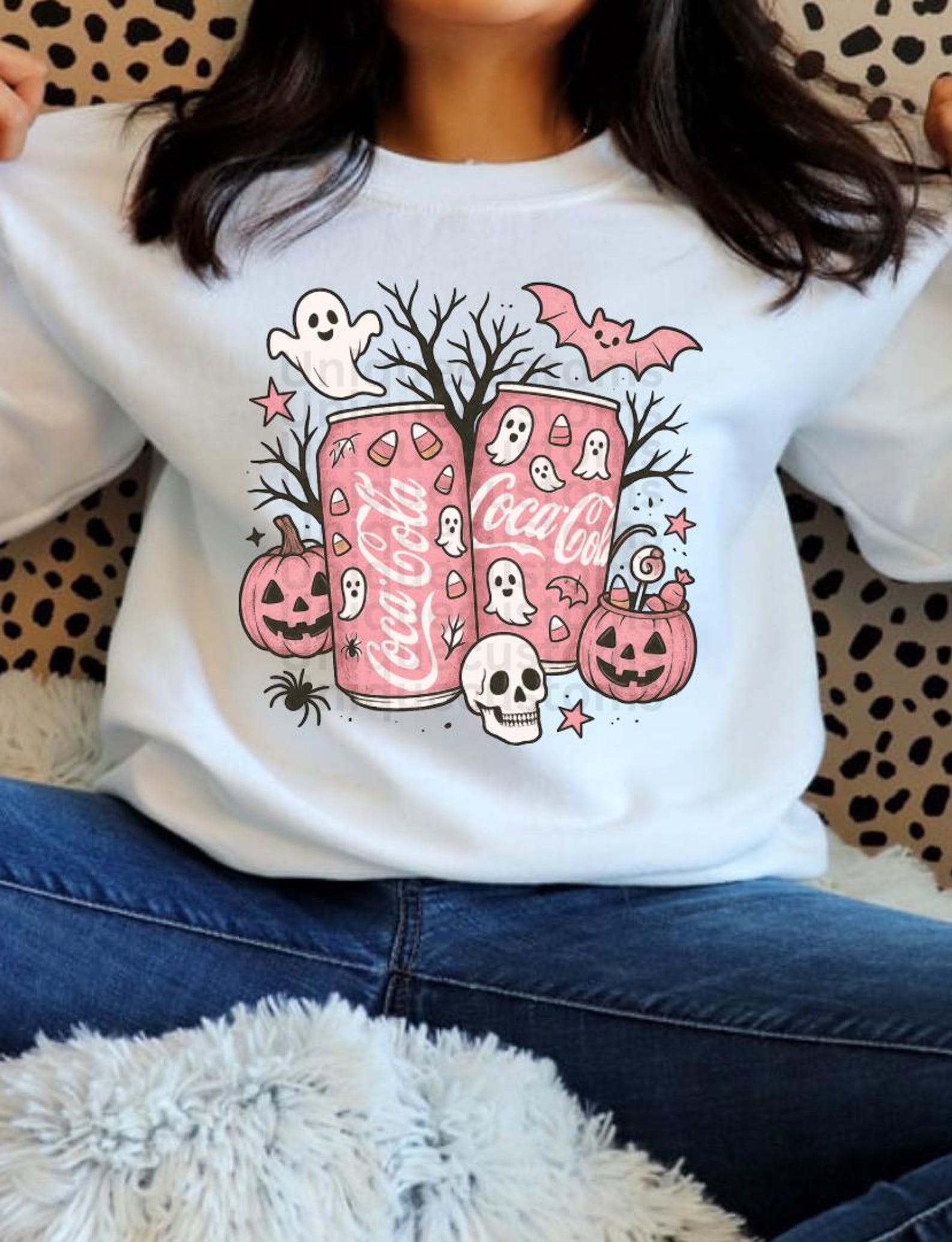 Retro Halloween Pink Coca Cola Ghost Can Design (PNG JPG Digital ...