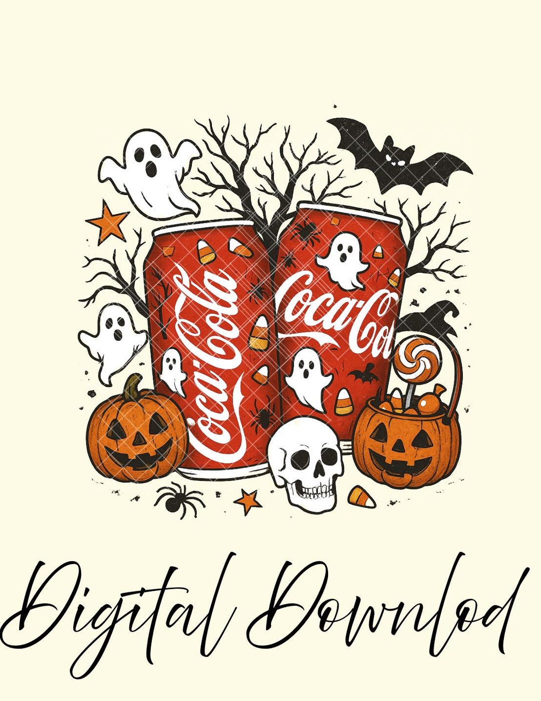 Retro Coca Cola Ghost Can Halloween Design (PNG JPG Digital Download ...