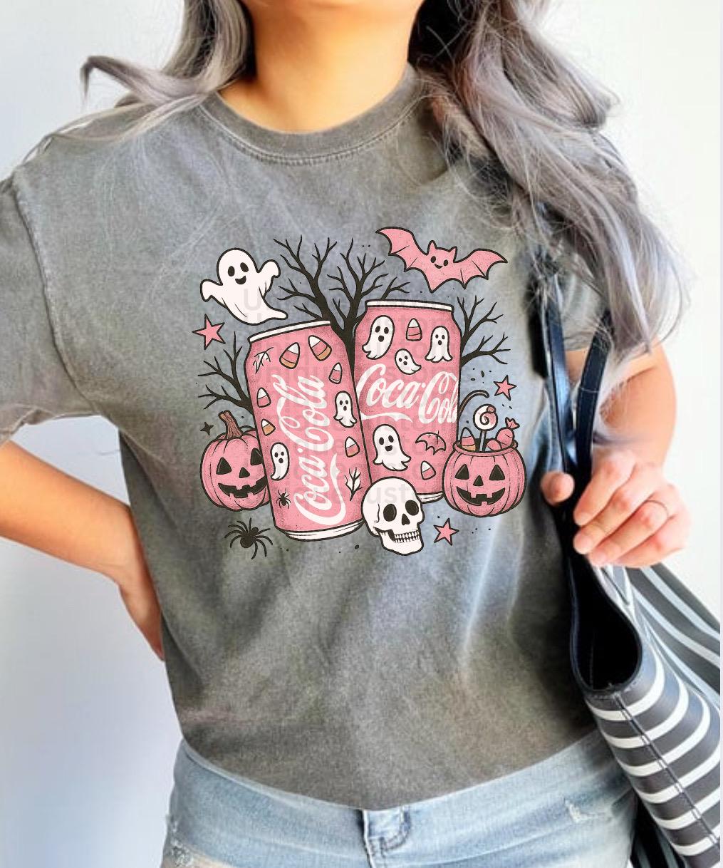 Retro Halloween Pink Coca Cola Ghost Can Design (PNG JPG Digital ...