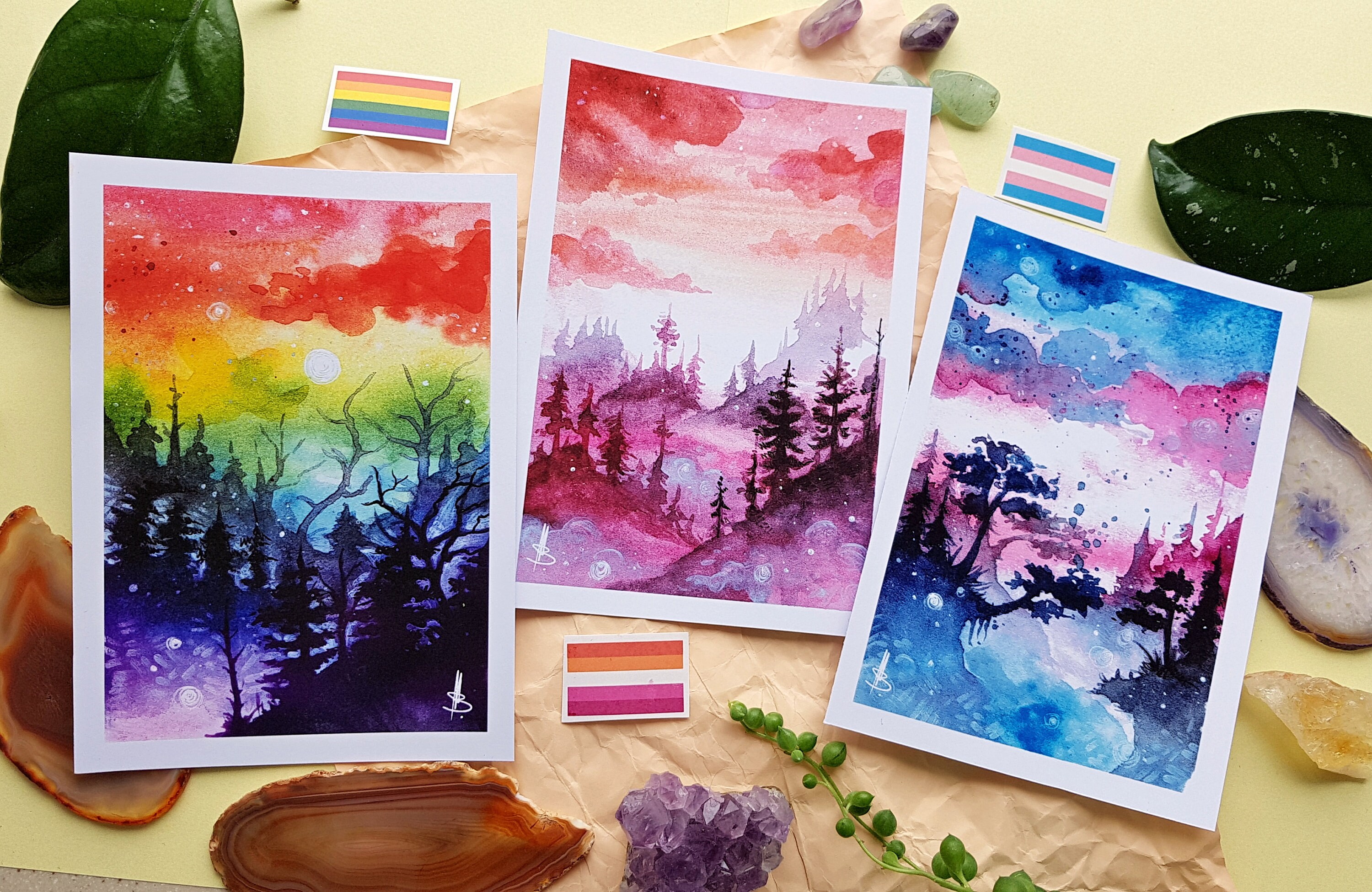 LGBTQ Pride Prints Handmade Pride Flag Print Watercolor | Etsy Australia
