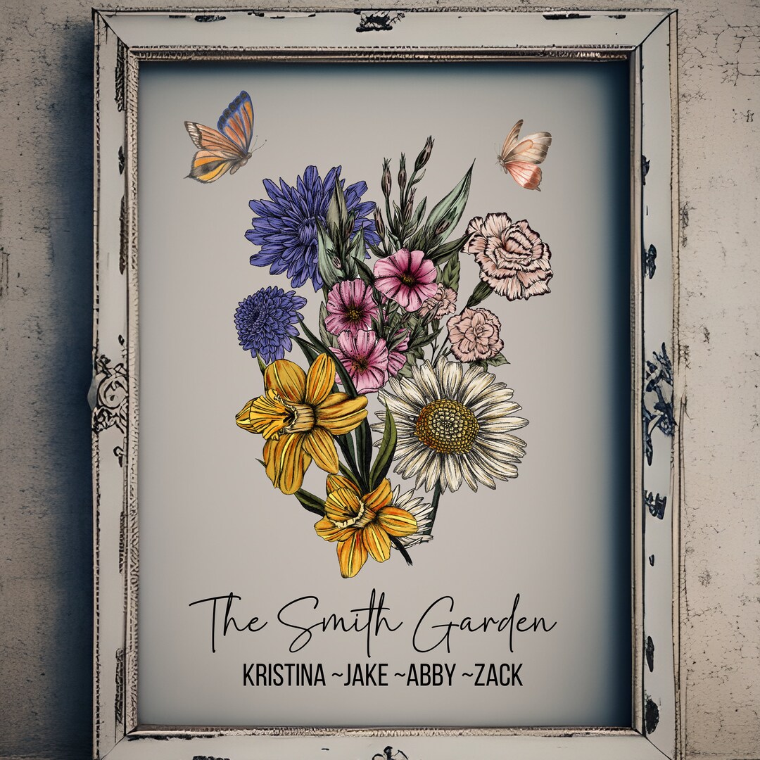 Birth Flower Family Bouquet Template, Birth Month Flower, Mother's Day ...