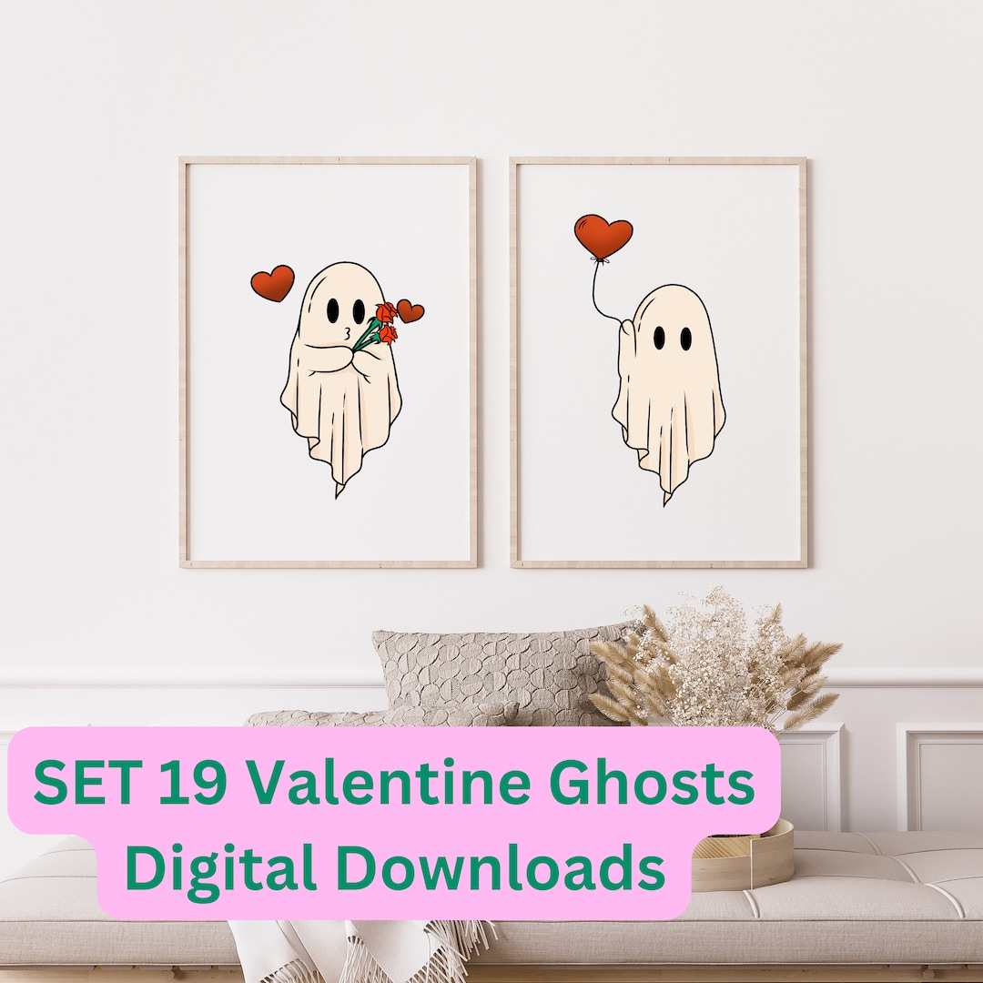 Valentine Ghost Png Retro Cute Valentines Day, Wall Art, Stickers, Kids ...