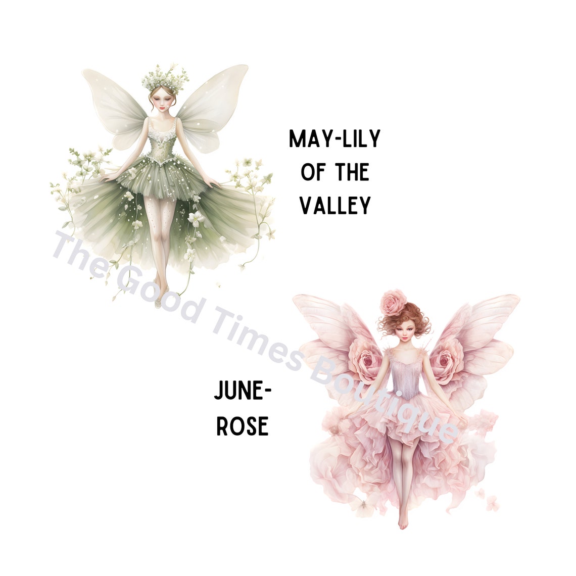 Birth Month Flower Fairy Stickers SVG, PNG, Wall Art Watercolor Fairies ...