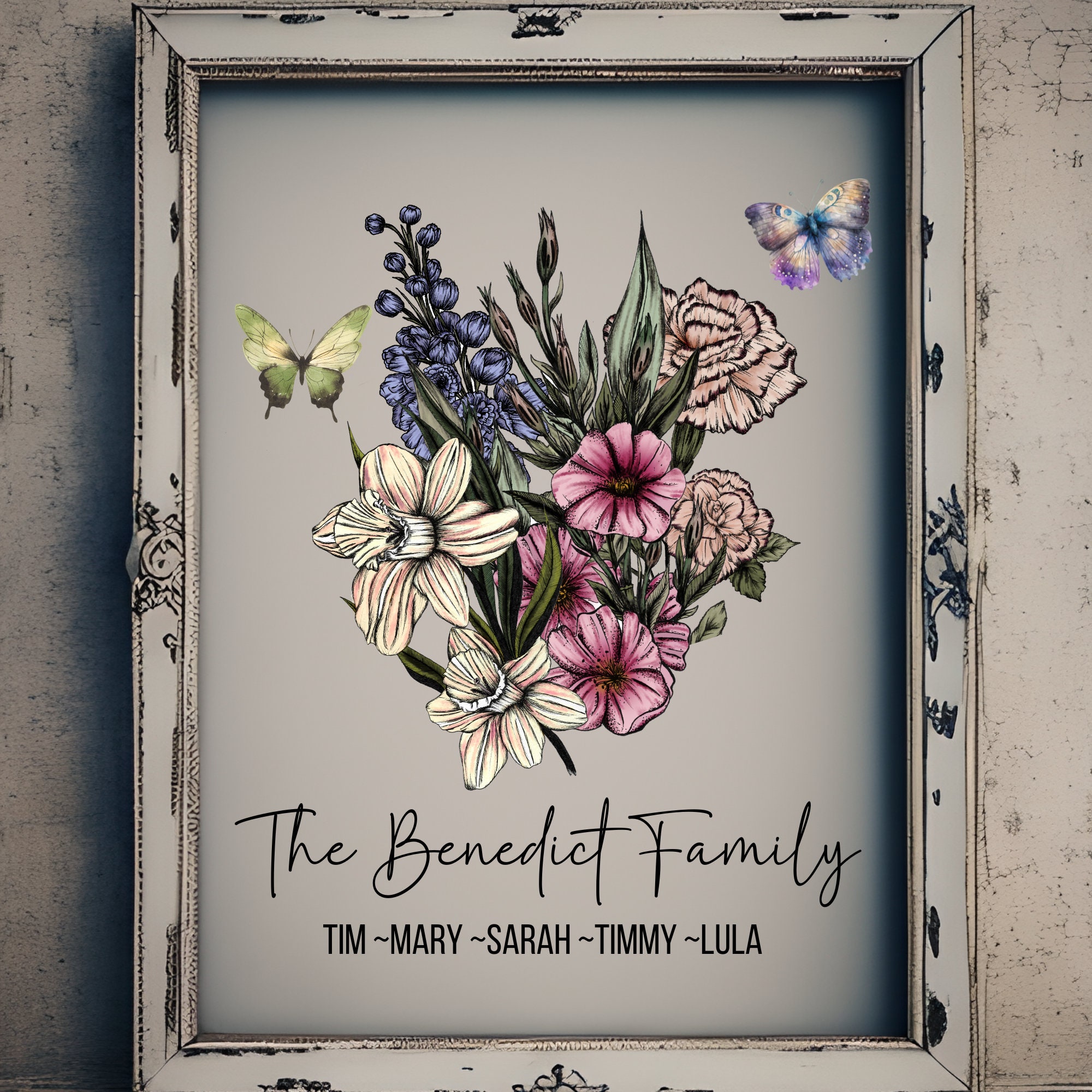 Birth Flower Family Bouquet Template, Birth Month Flower, Mother's Day ...