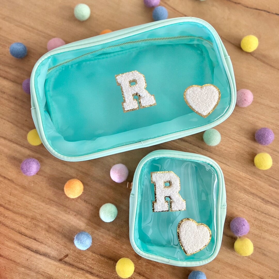 HEART & INITIAL PATCH Bag | Valentines Gift Bag | Cosmetic Bag | Love ...