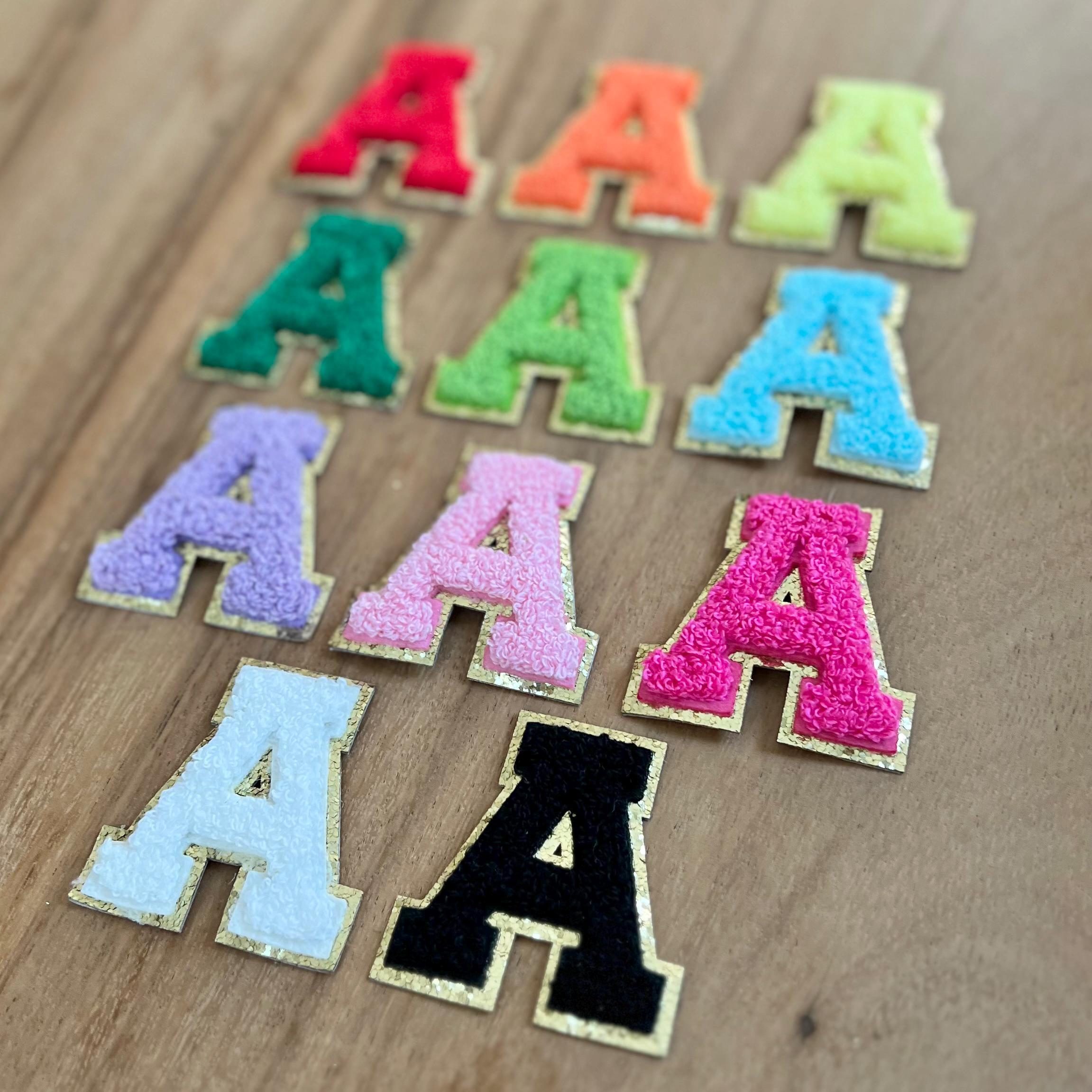 Chenille Varsity Letter Patch With Gold Glitter Trim | Adhesive Letter ...