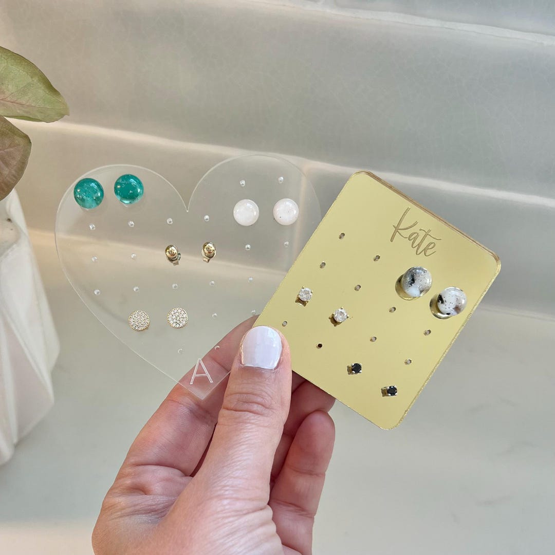 Personalized Travel Earring Holder | Mini Acrylic Earring Card ...