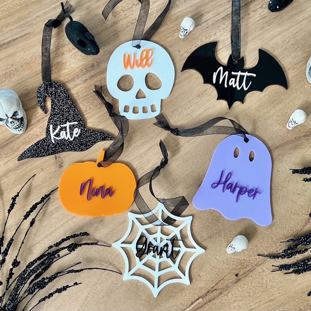 Halloween Trick or Treat Name Tag for Kids Candy Bag | Ghost | Witch ...