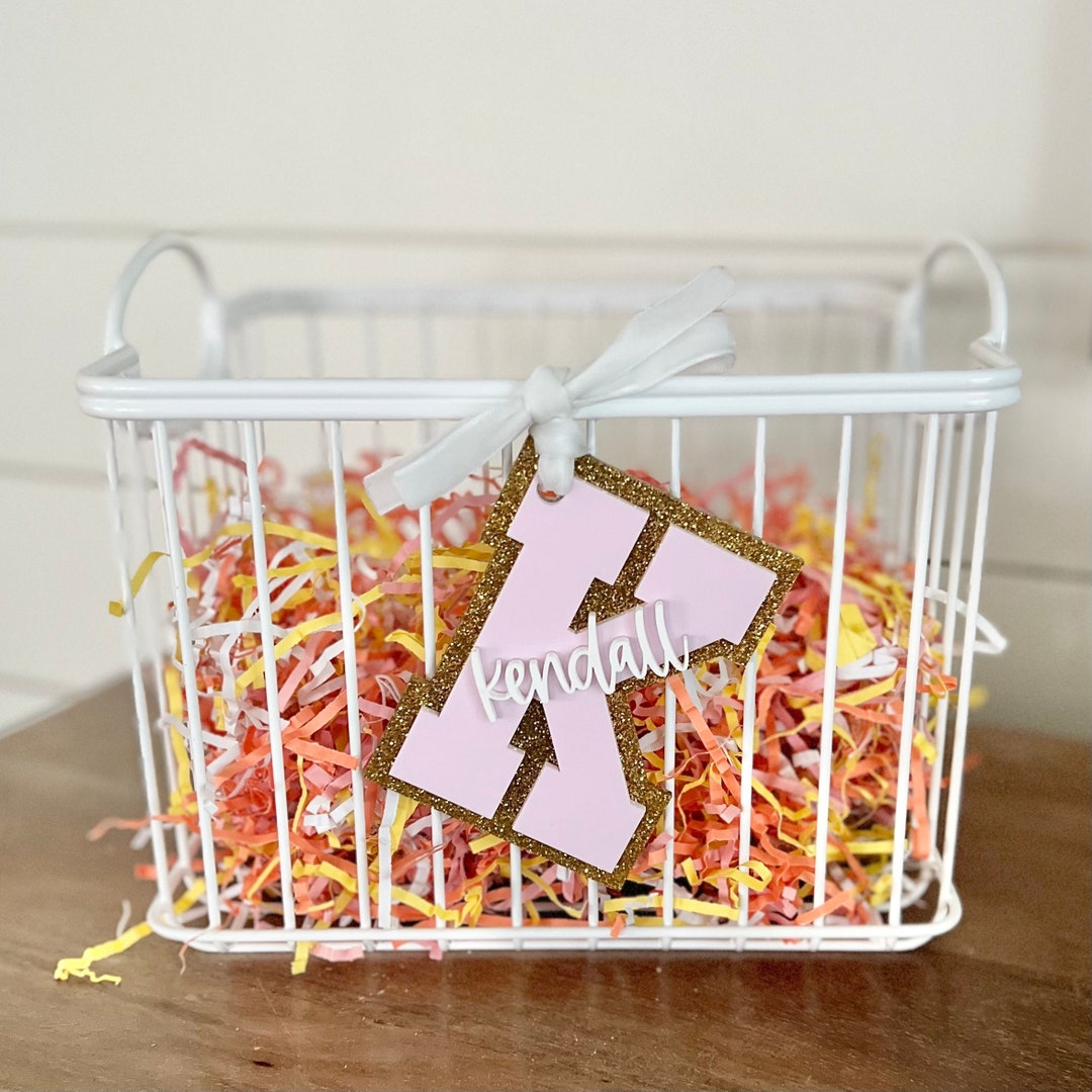Varsity Letter Easter Basket Name Charm Varsity Letter Personalized ...