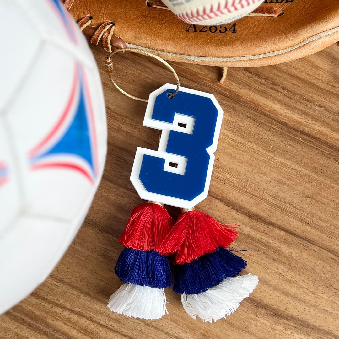 Varsity Number Tag With Tassels | Sports Number Bag Tag | Sports Mom ...