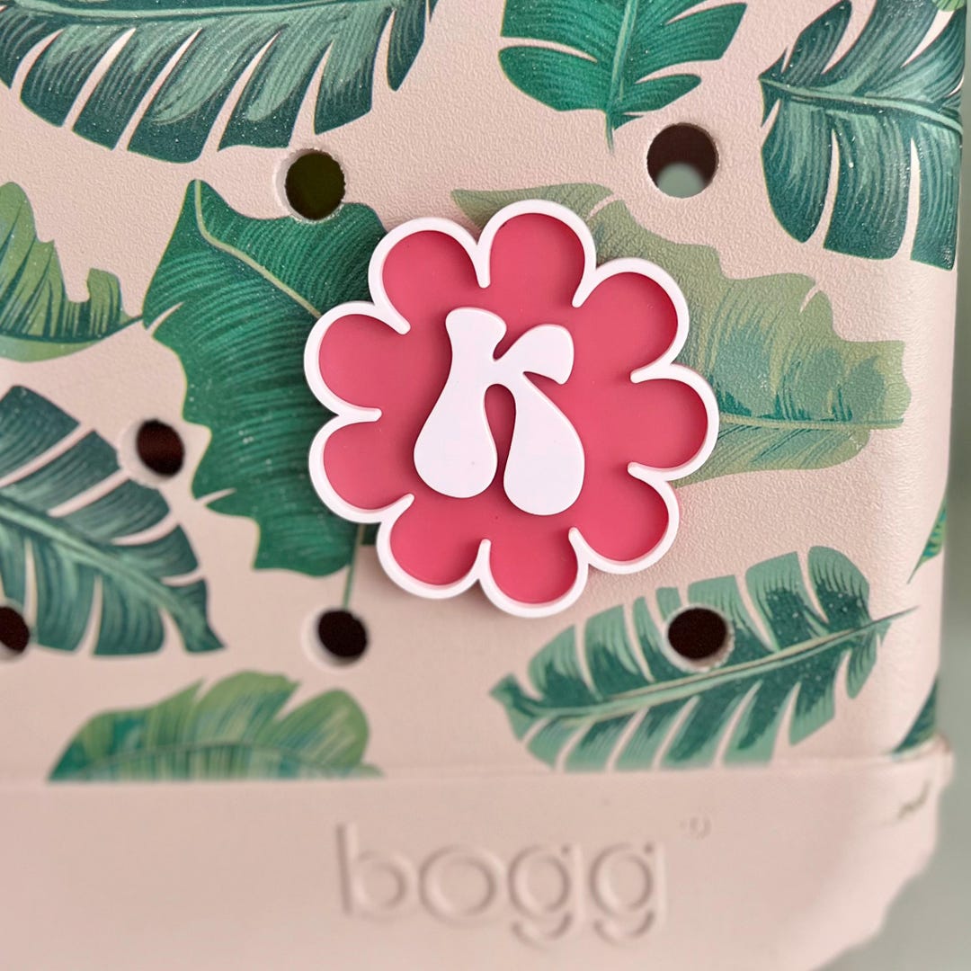 Retro Personalized Flower Monogram Bogg Bit With Bag Bolts - Custom Bag ...