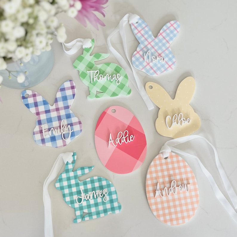 Easter Basket Tags | Easter Name Tags | Bunny Name Tag | Acrylic Easter ...