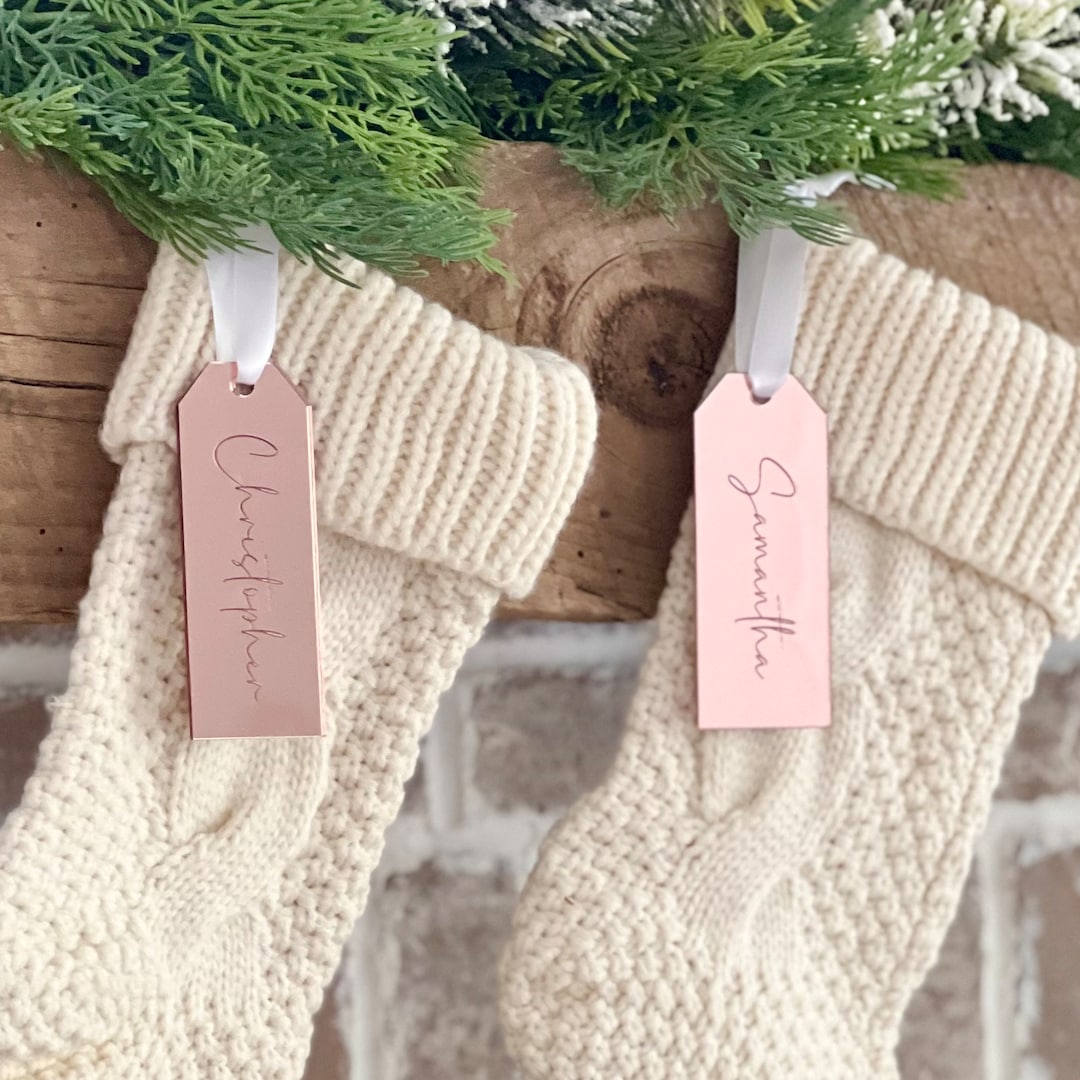 Personalized Stocking Name Tag Mirrored Stocking Tag Name for Stocking ...