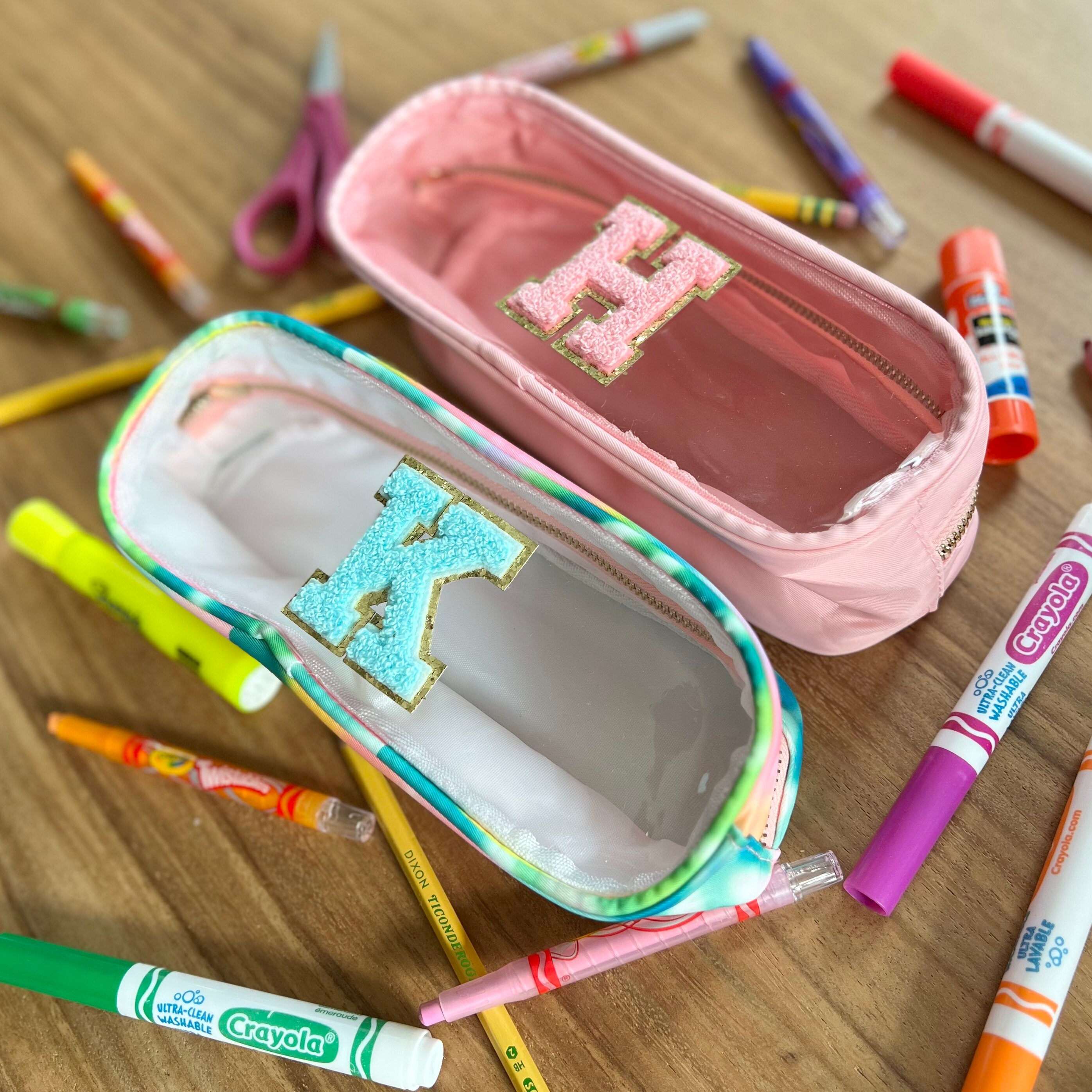 Personalized Pencil Case | Clear Front Pencil Case With Initials ...