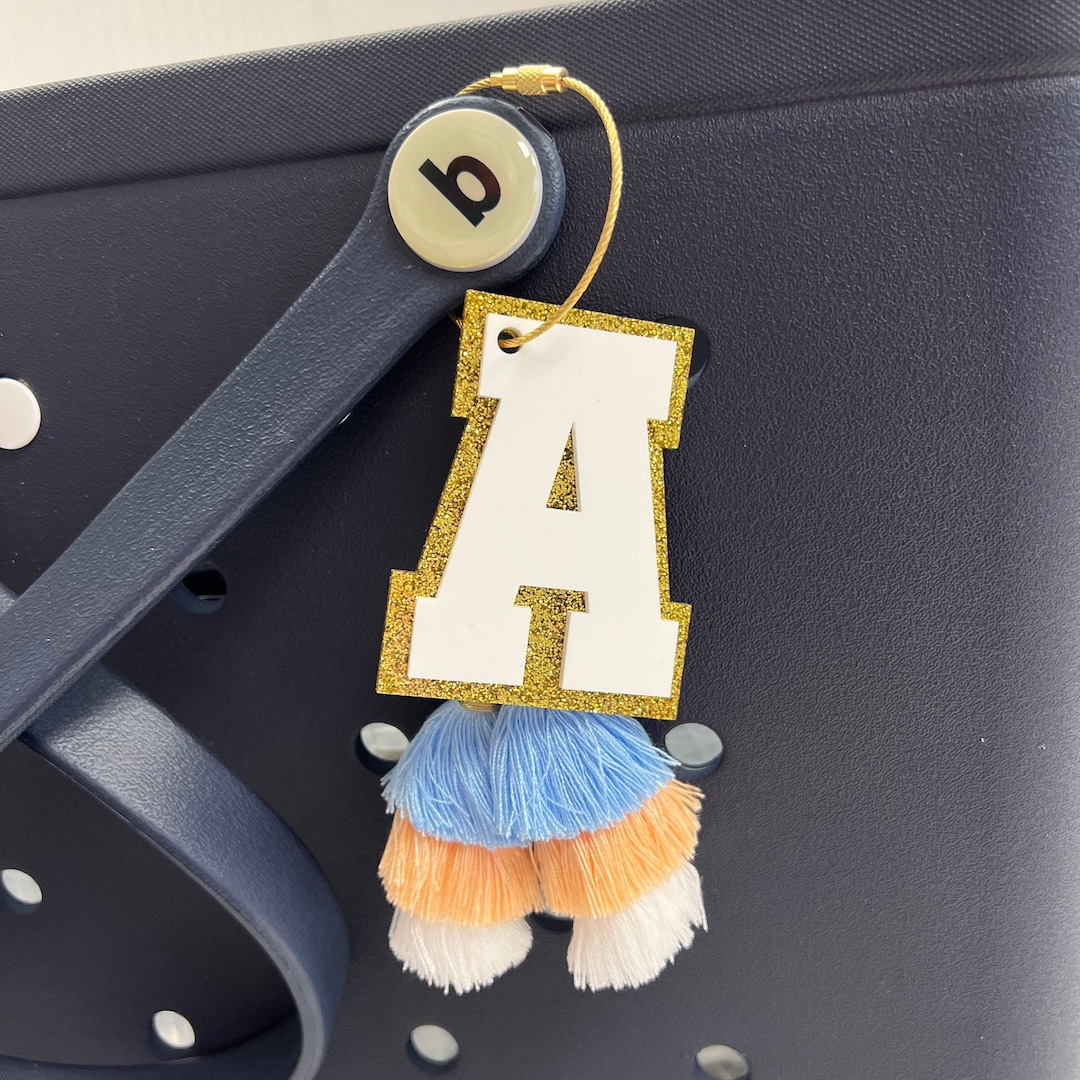 Varsity Letter Bag Tag | Personalized Bag Tag | Bogg Bag Tassel | Beach ...