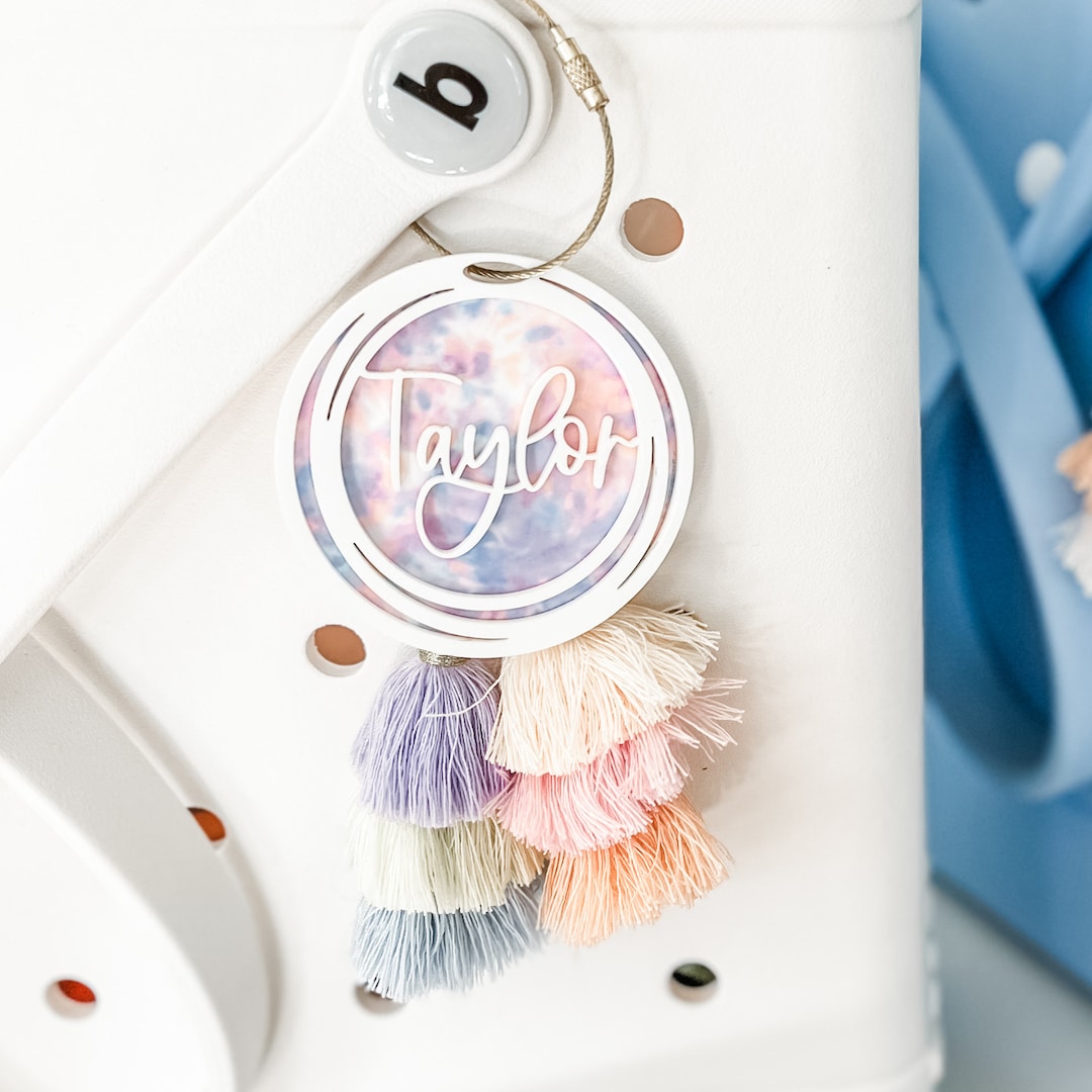 Tie Dye Initial Bag Charm | Name Beach Tote Tag | Tie Dye Bag Charm ...
