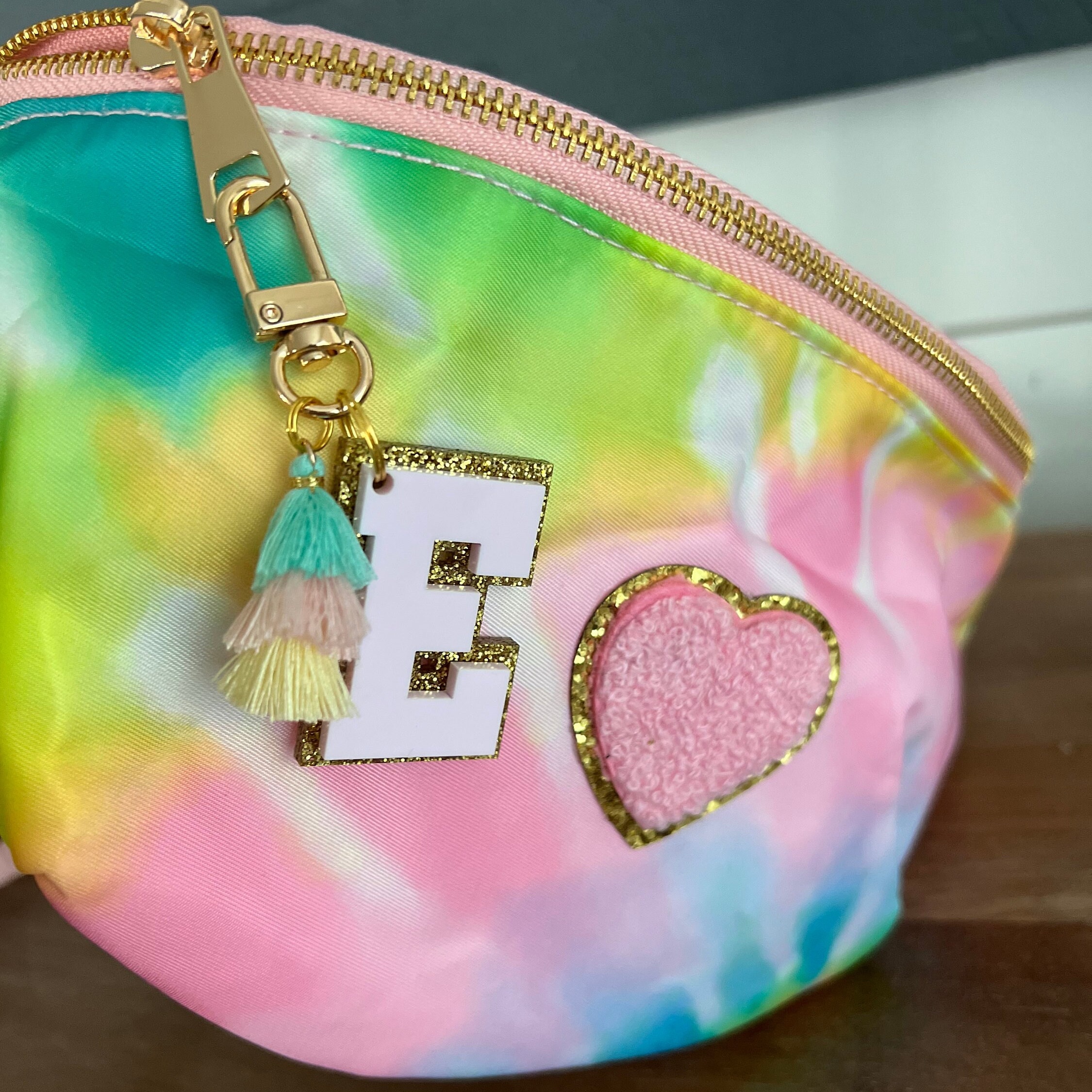 Varsity Letter Keychain With Mini Ombre Tassel Initial - Etsy Canada