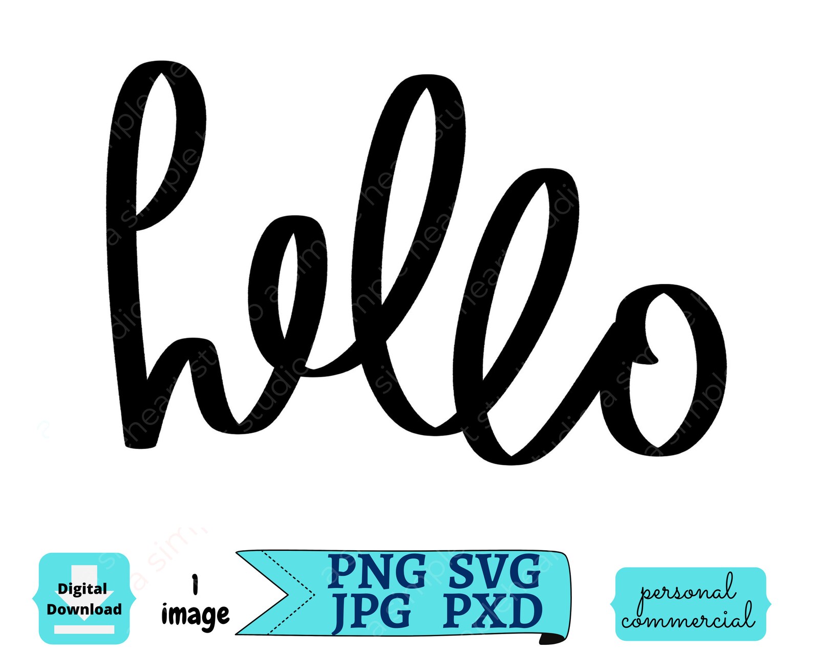 Hello cursive clip art for instant download | Etsy