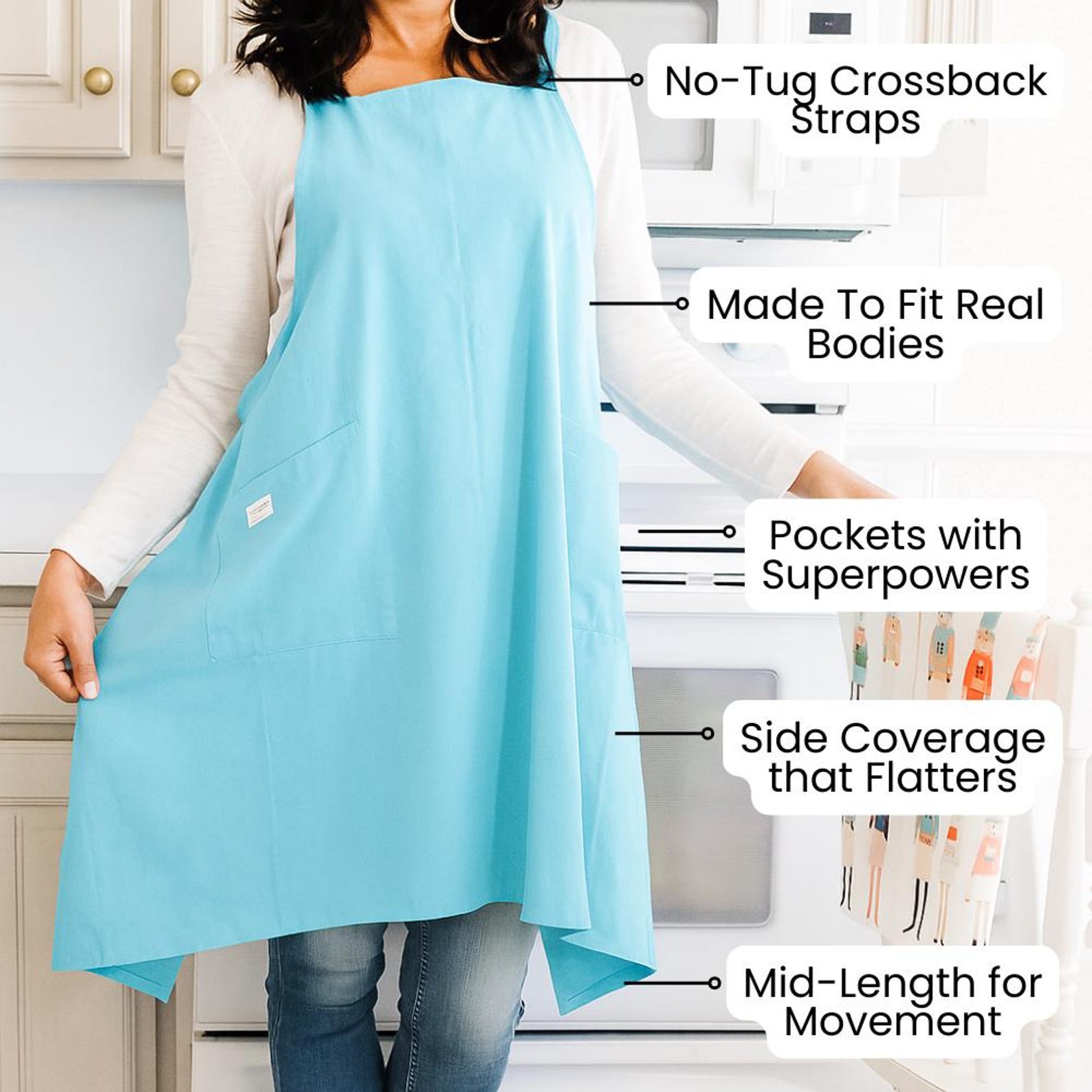 The Apron She Actually Wears | Plus Size Crossback No-tie Apron With ...