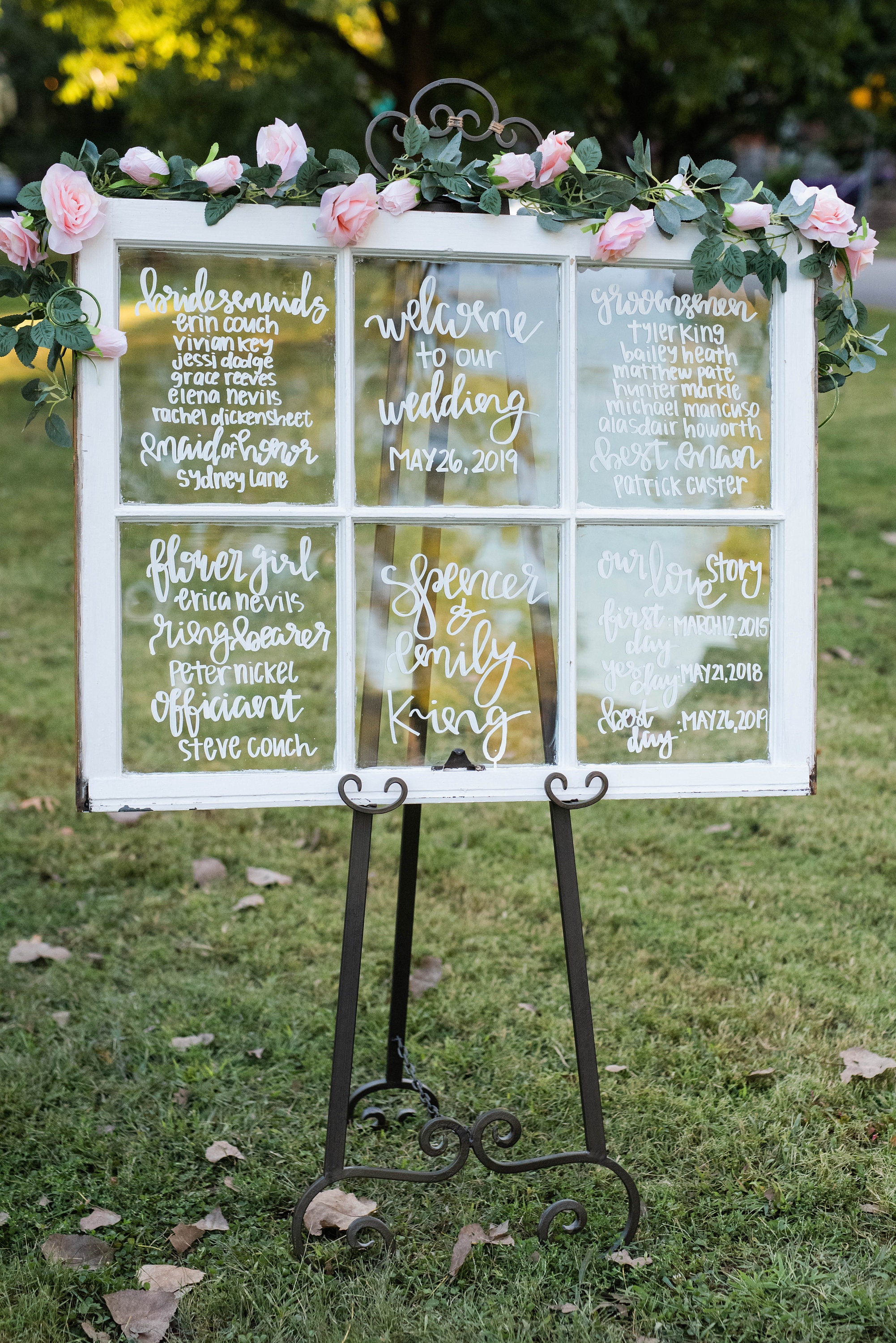Window Wedding Sign Window Pane Seating Chart Six Pane | Etsy