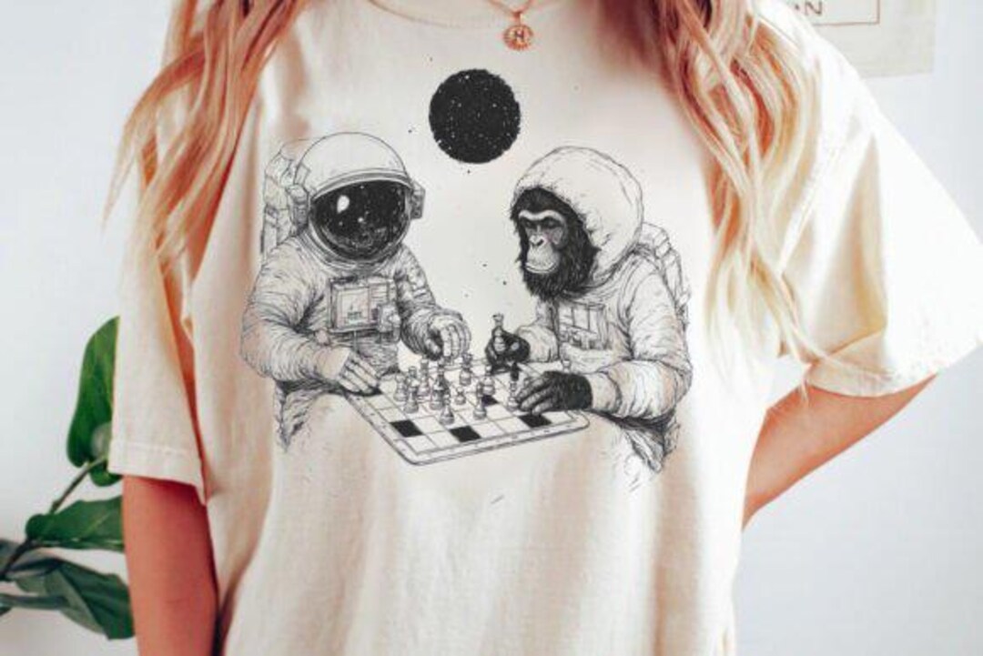 Astronaut and Chimp Playing Chess Unisex T-shirt - Etsy