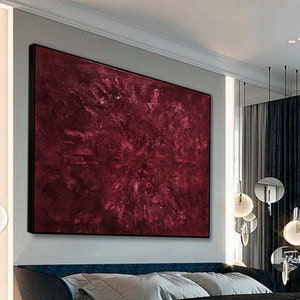Ruby Red Painting on Canvas, Original Abstract Large Wall Art, Red ...