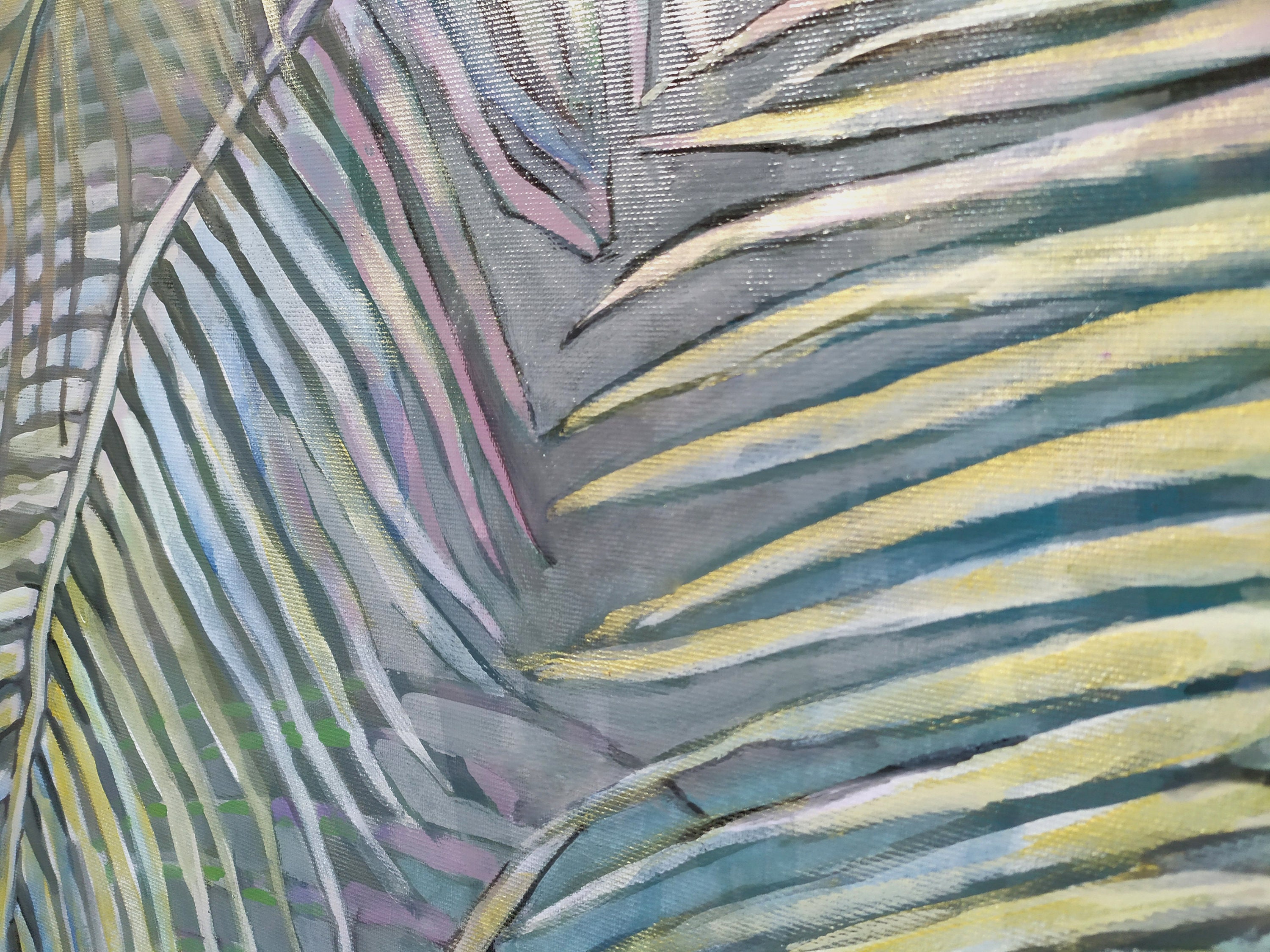 Palm leaf original painting Large canvas art | Etsy