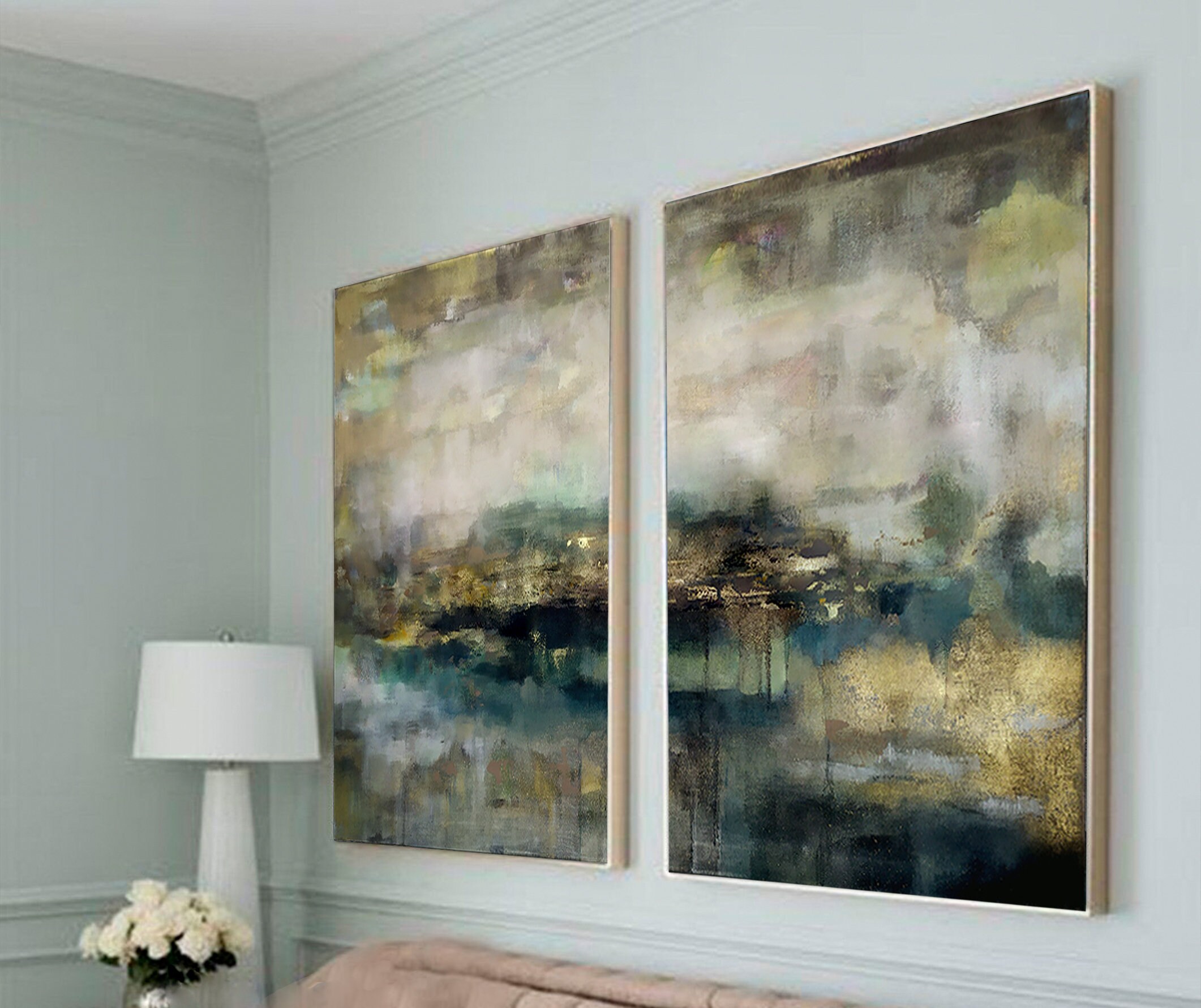 Two Piece Artwork Scenery Paintings Set of 2 Abstract - Etsy