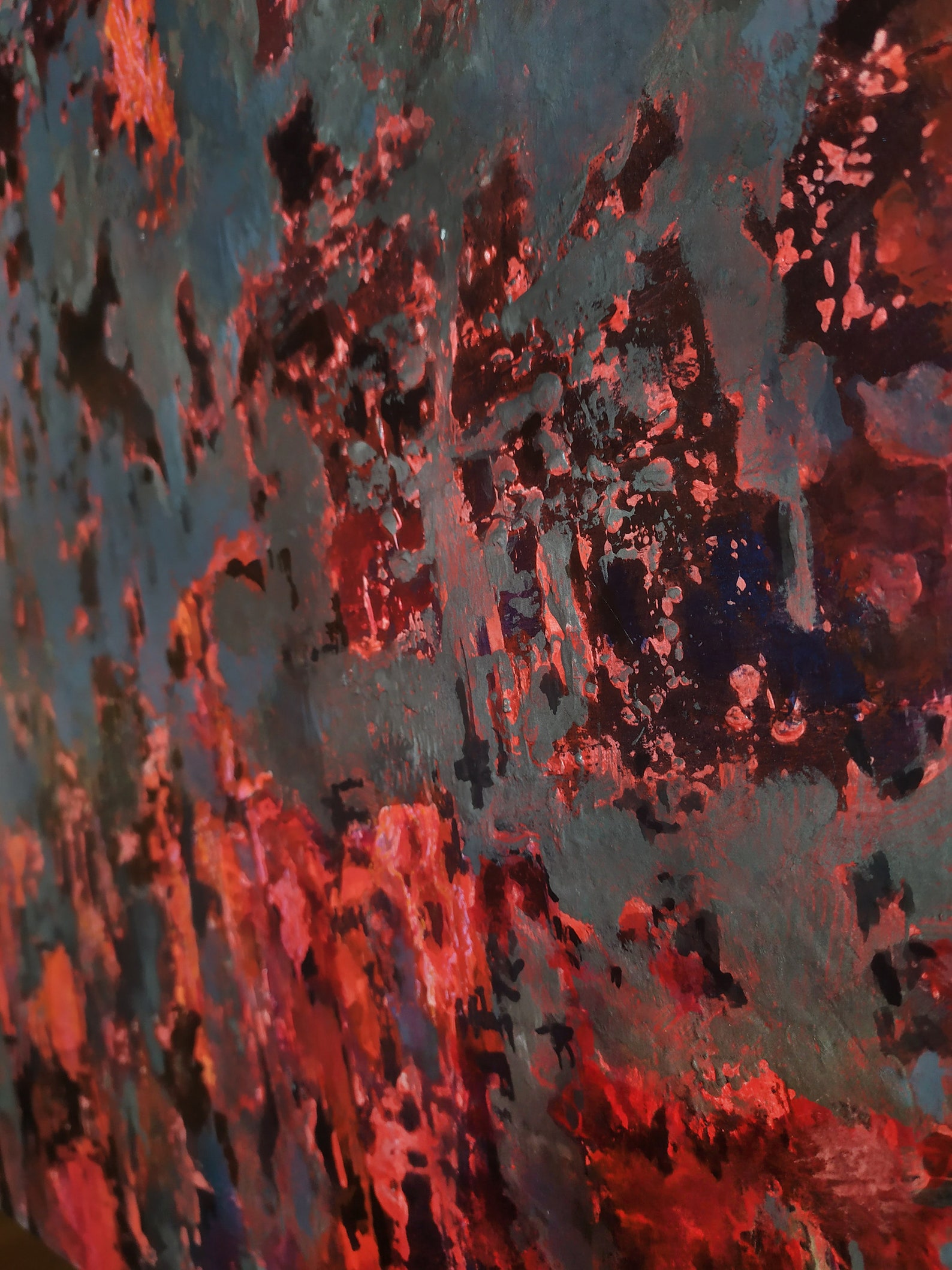Red and Gray Abstract Art: Large Acrylic Painting on Canvas - Etsy