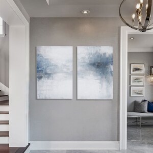 Blue Painting Set of 2 Wall Art Original Abstract Landscape - Etsy