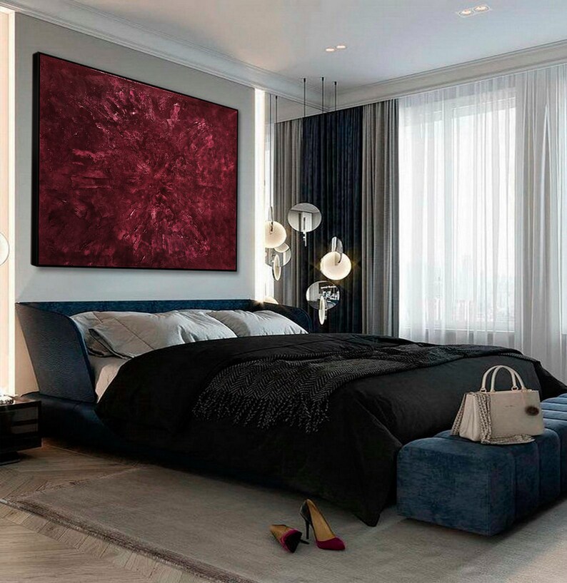Ruby Red Painting on Canvas Original Abstract Large Wall Art - Etsy