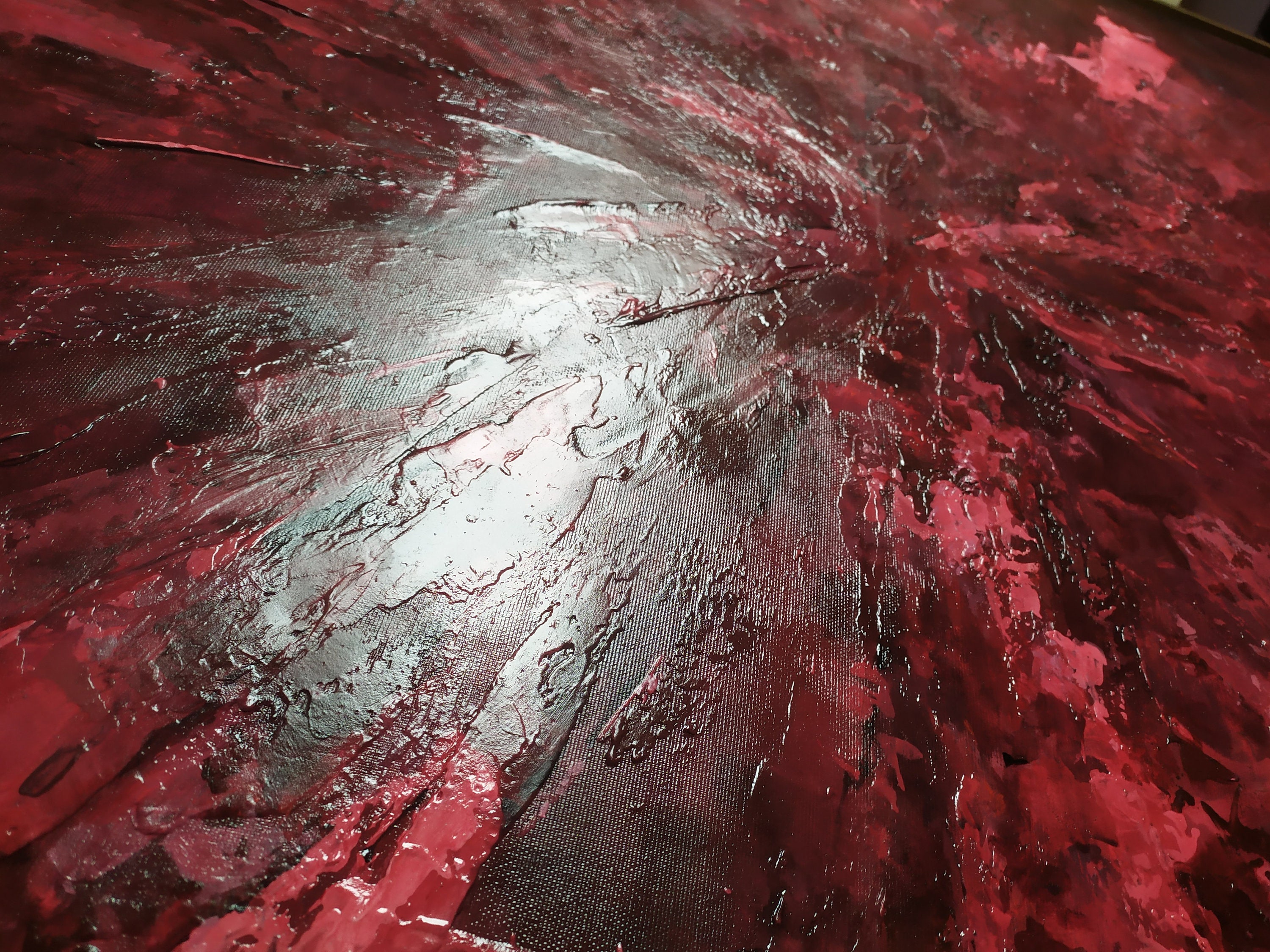 Ruby Red Painting on Canvas, Original Abstract Large Wall Art, Red ...