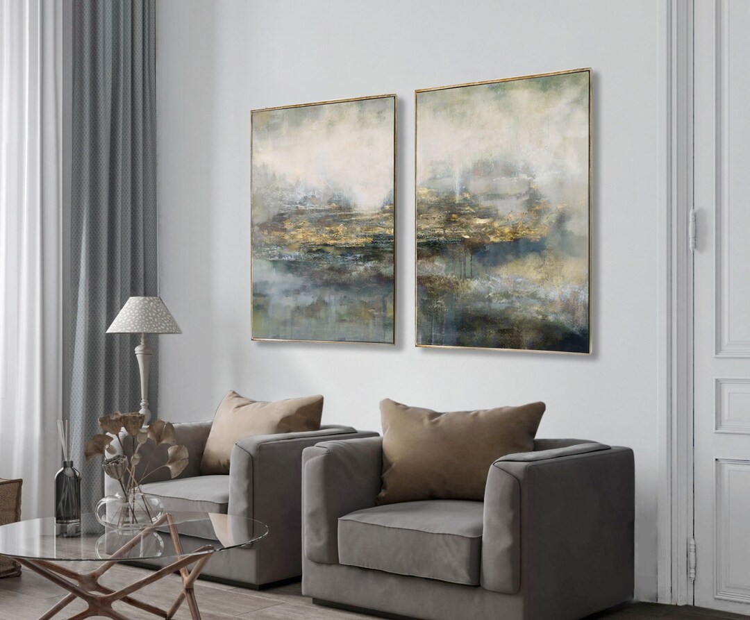 Two Piece Artwork, Scenery Paintings Set of 2, Abstract Landscape ...