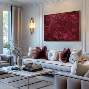 Ruby Red Painting on Canvas, Original Abstract Large Wall Art in Red ...