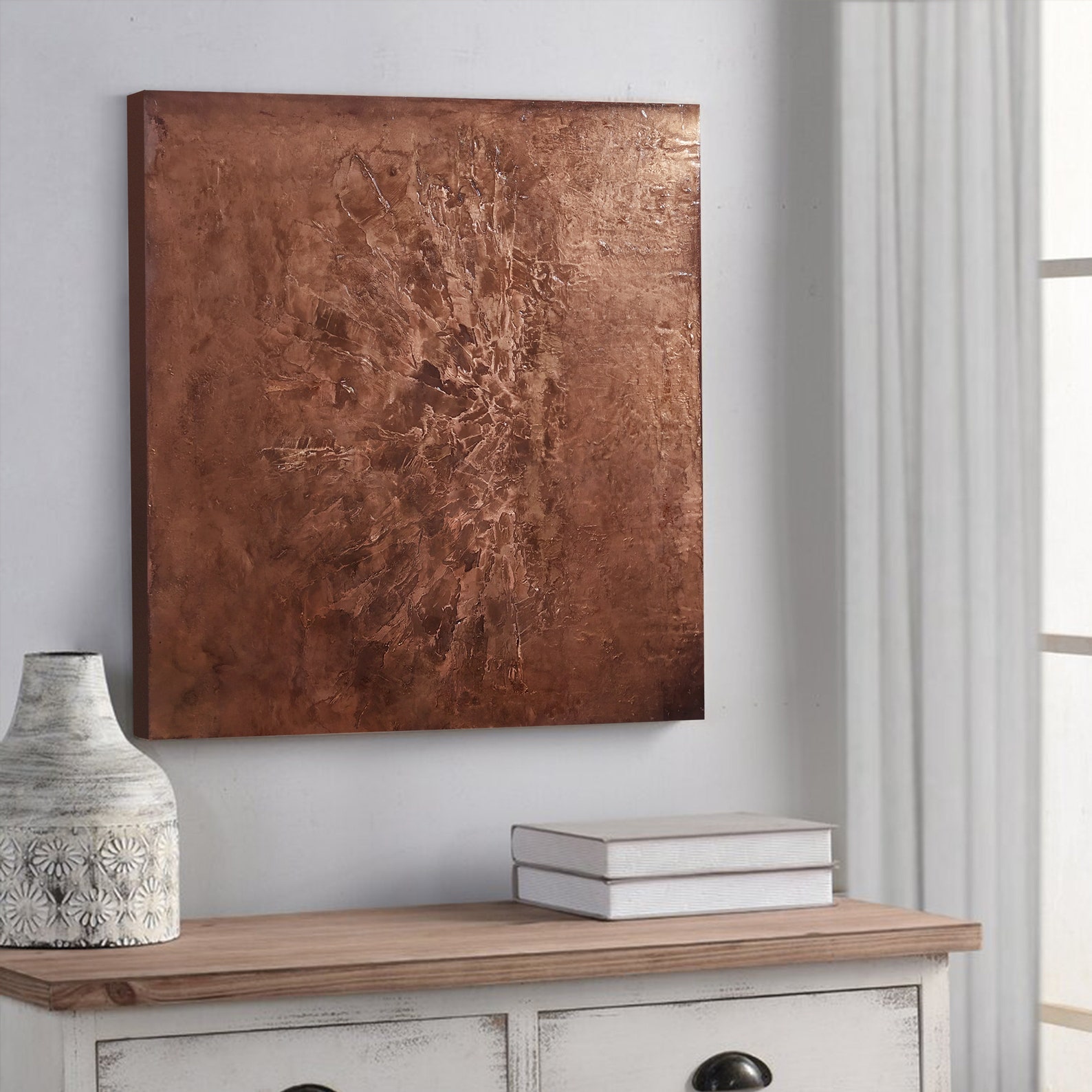 Dark Copper Metal Wall Art Abstract Original Painting on - Etsy