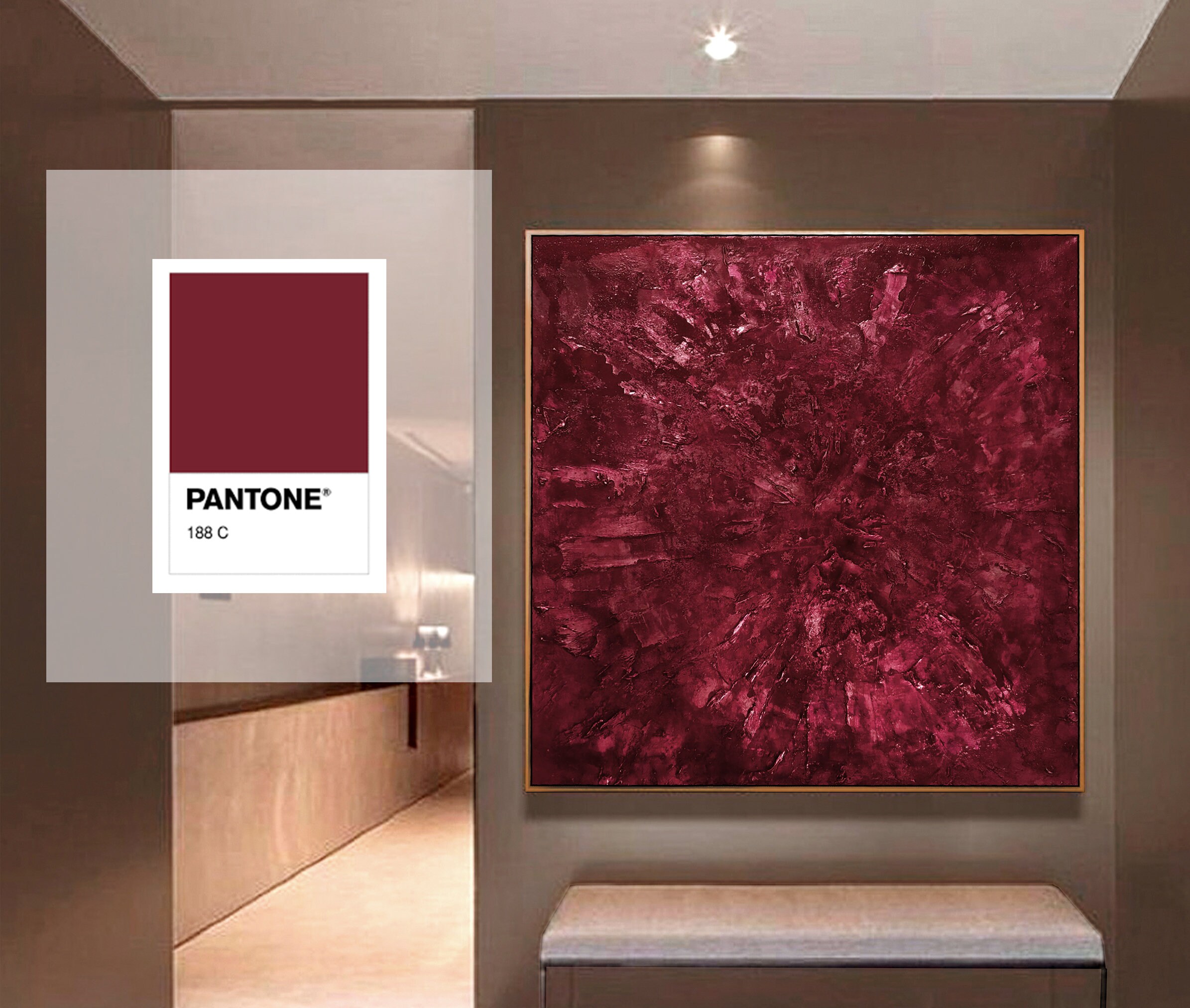 Ruby Red Painting on Canvas, Original Abstract Large Wall Art, Red ...