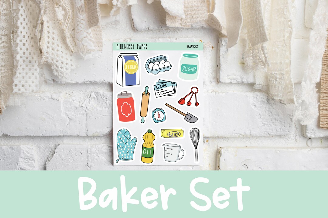 Baker Set Stickers | Cooking | Food | Baking | Recipe Book | Planner ...