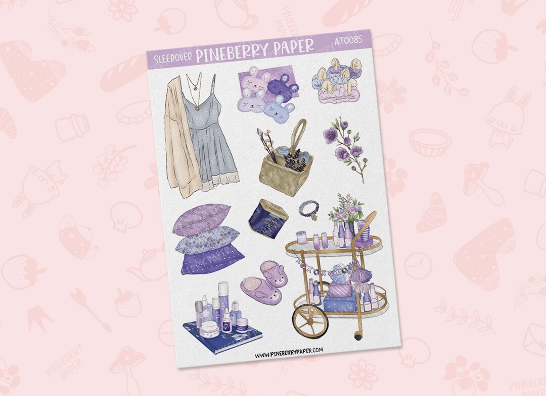 Sleepover Stickers Slumber Party Pajamas Pillows Slippers Tea Sleep ...