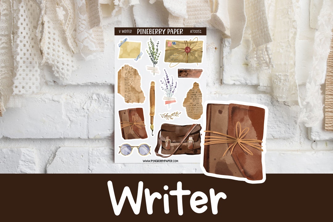 Vintage Writer Stickers Pen Ink Letters Messenger Bag Pages Wax Seal ...