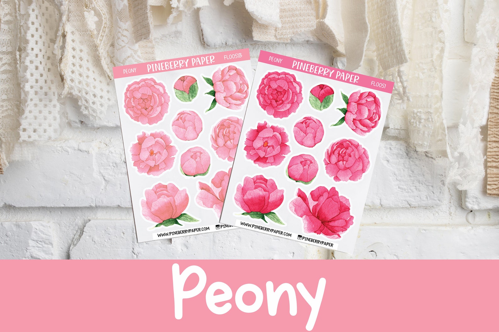 Peony Stickers Decorative Botanicals Flowers Pink - Etsy