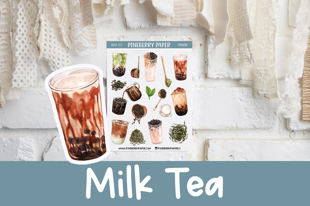 Milk Tea Stickers Boba Drinks Food Beverage Planner Stickerserin ...