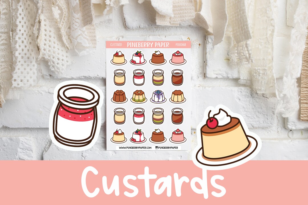 Custard Stickers | Decorative | Dessert | Food | Flan | Panna Cotta ...