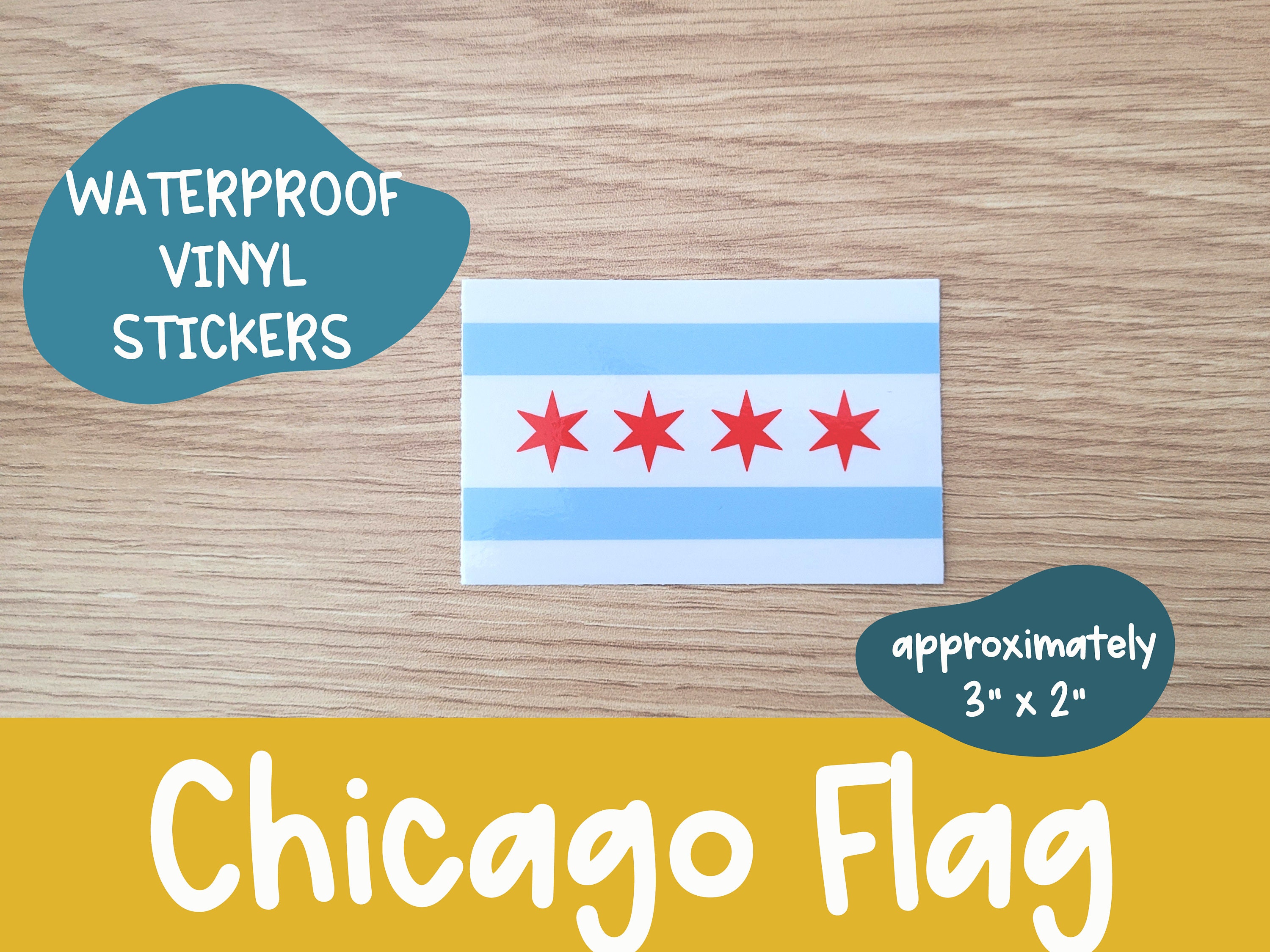 Chicago Flag Vinyl Sticker Illinois Chicago Symbol | Etsy