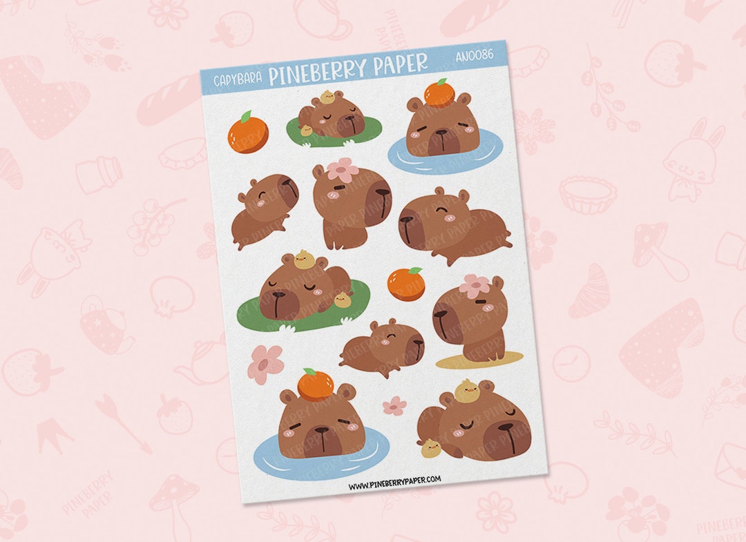 Capybara Stickers | Cute | Animals | Kawaii | Oranges | Decorative ...